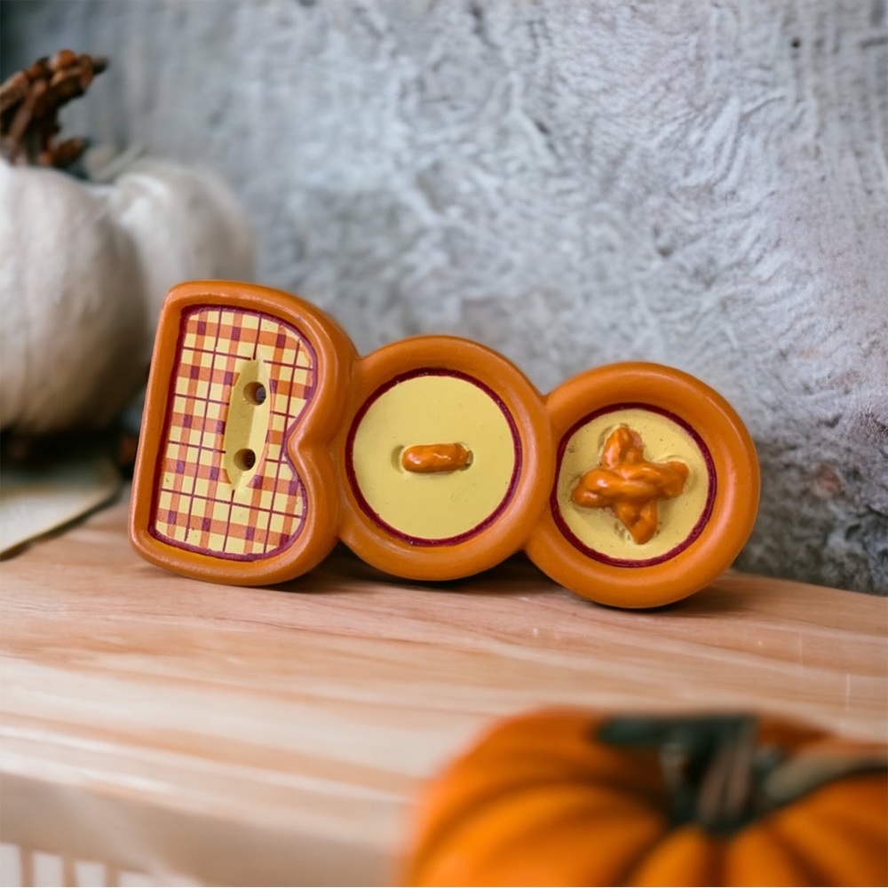 Boo Orange Plastic Vintage Retro Hallmark Cards Brooc… - Gem